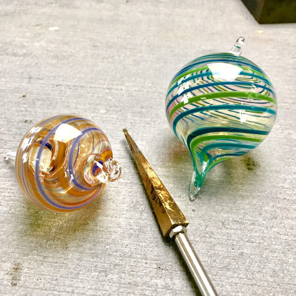 2 CUSTOM HANDMADE ORNAMENTS - OHIO VALLEY GLASS