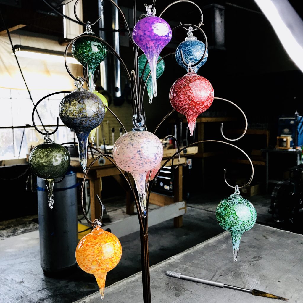 2 CUSTOM HANDMADE ORNAMENTS - OHIO VALLEY GLASS